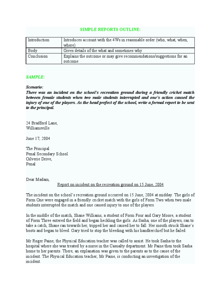 Sample:: Simple Reports Outline | PDF