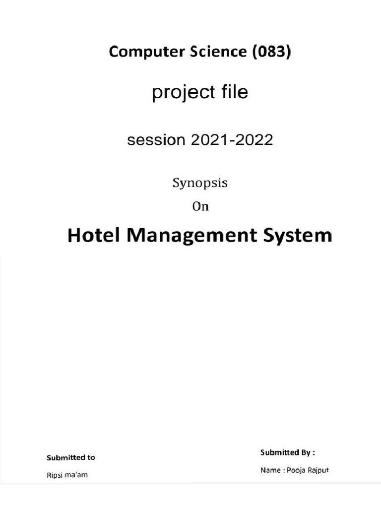 Hotel Management System Project by Pooja Rajput | PDF