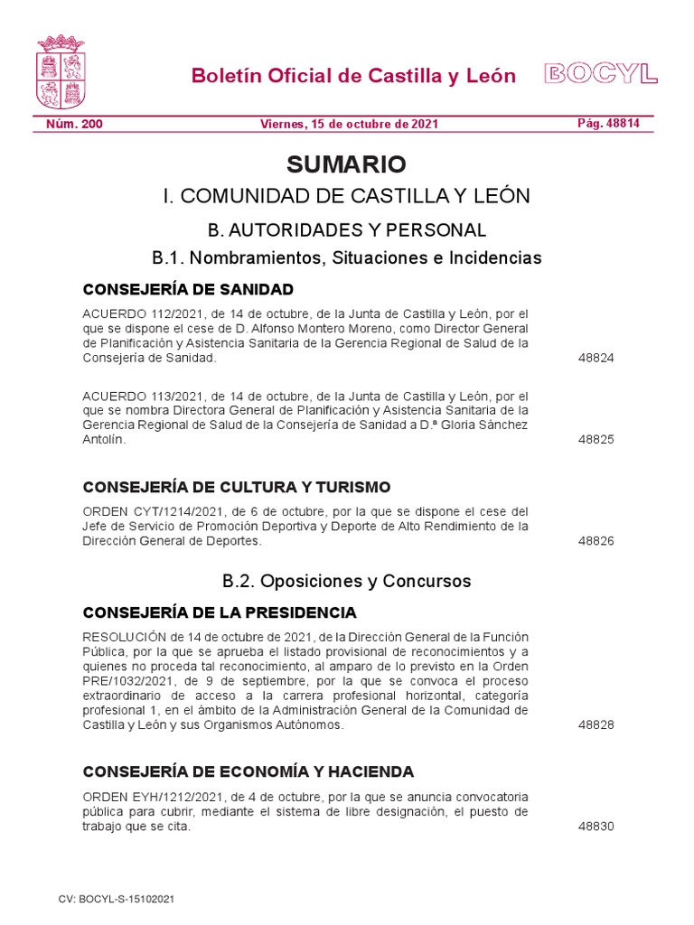 Bocyl S 15102021 | PDF | Gobierno local | Gobierno de españa