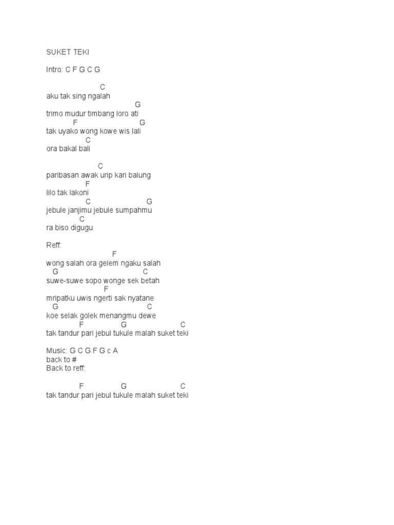 Lirik Lagu DG Chord Suket Teki | PDF