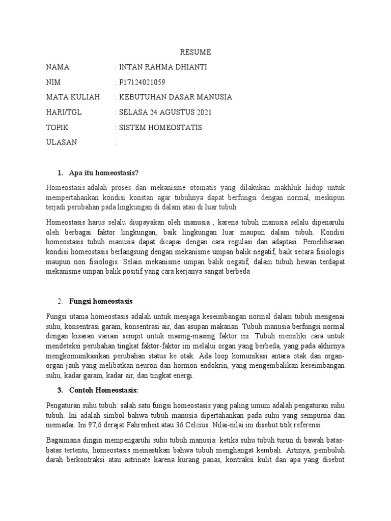 59-Intan rahma-RESUME KDM Homeostasis | PDF
