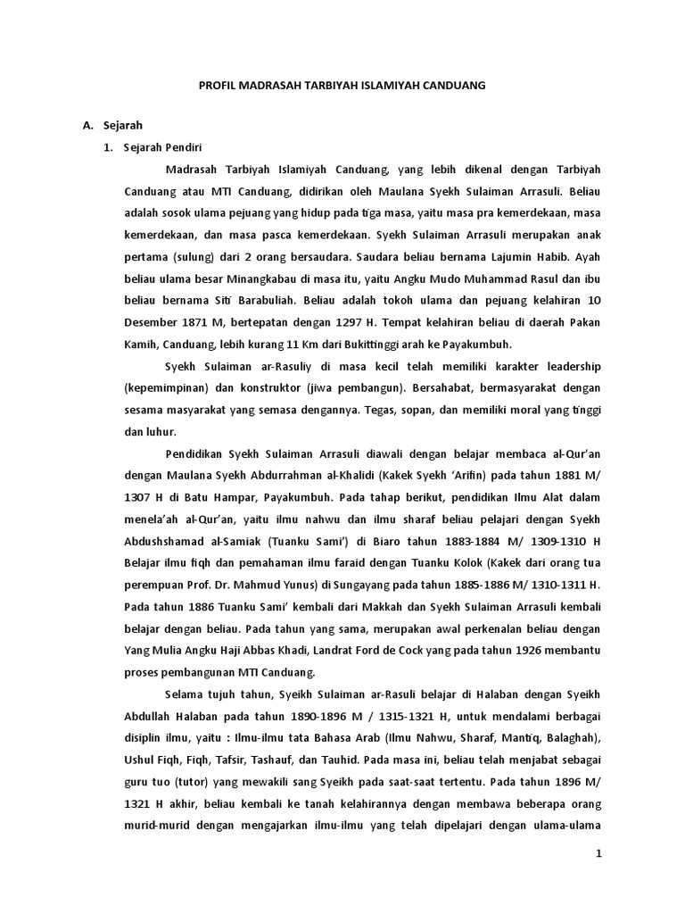 Profil 1 MTI Canduang Plus Pendiri (18-19) Oke-1 | PDF | Perjalanan