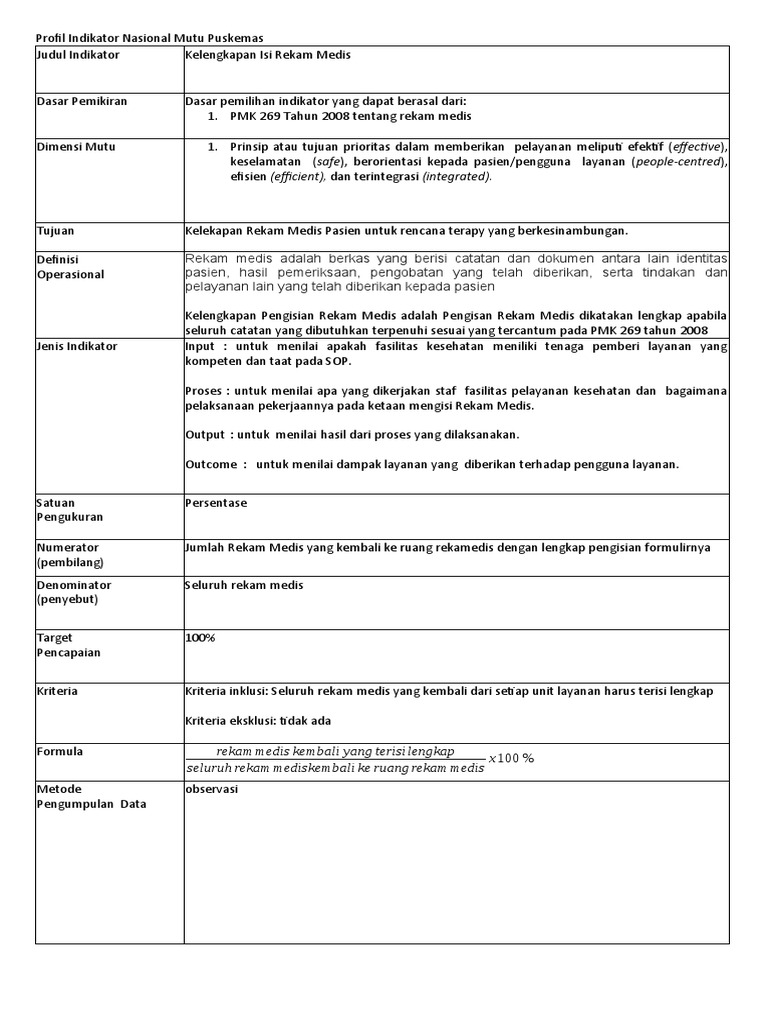 Kelengkapan Isi Rekam Medis | PDF