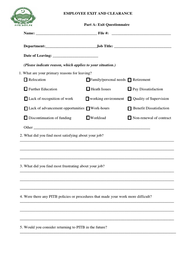 Exit Clearance Form | Download Free PDF | Business