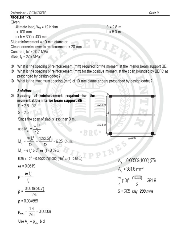 Concrete - Quiz 9 Solutions - 6 Nov. 2021 | PDF | Column | Structural ...