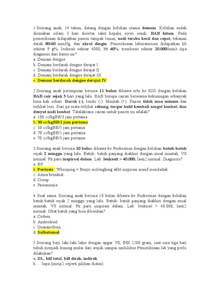 Soal Pediatrik Ukdi | PDF | Kesehatan Holistik | Sains & Matematika