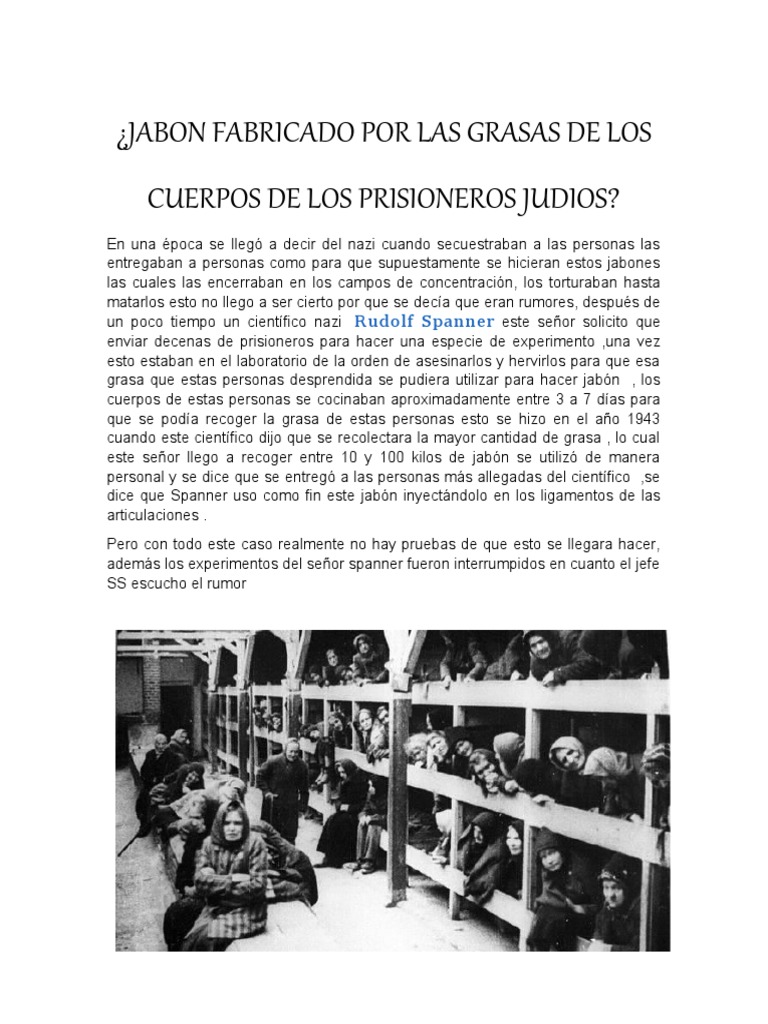 Jabon Fabricado Por Las Grasas de Los Cuerpos de Los Prisioneros Judios ...