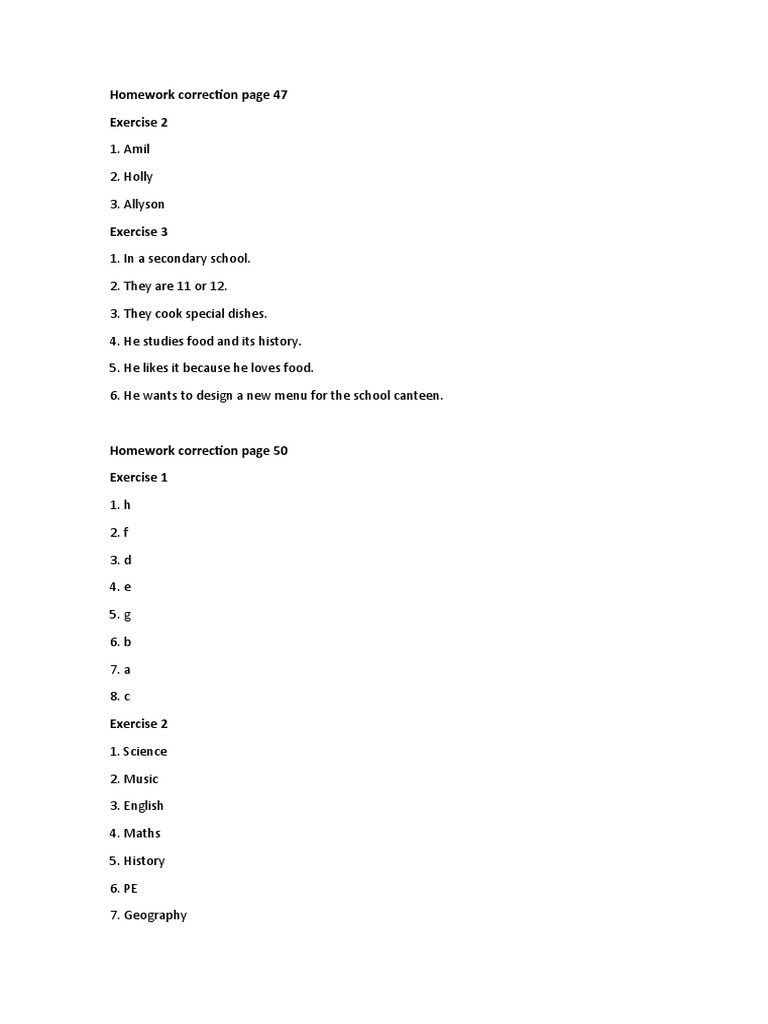 Homework Correction 1ºESO | PDF