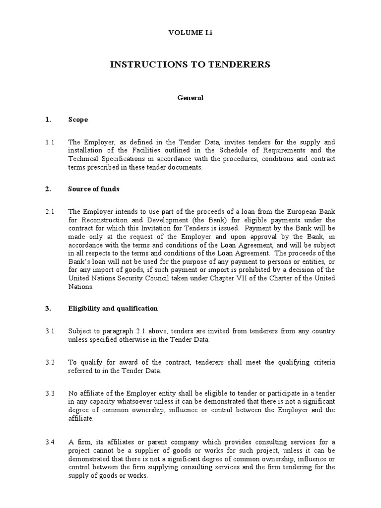 Instructions To Tenderers | PDF | Legal Tender | Joint Venture
