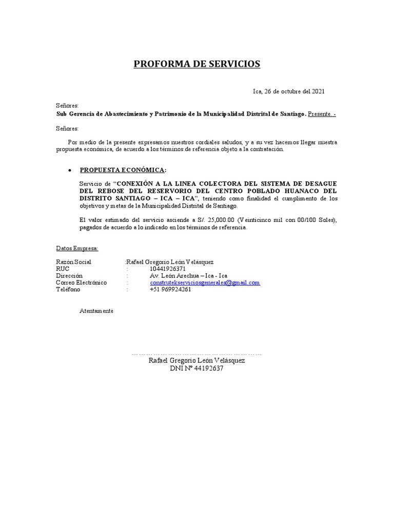 Proforma de Servicio | PDF