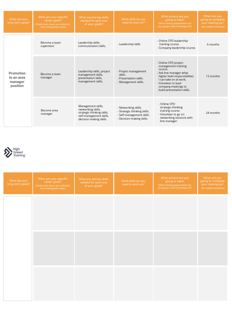 Professional Development Plan Example Template High Speed Training ...