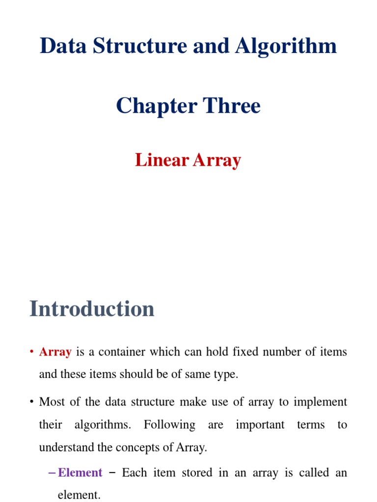 Data Structure And Algorithm Chapter Three Linear Array Pdf Array Data Structure Data 3167