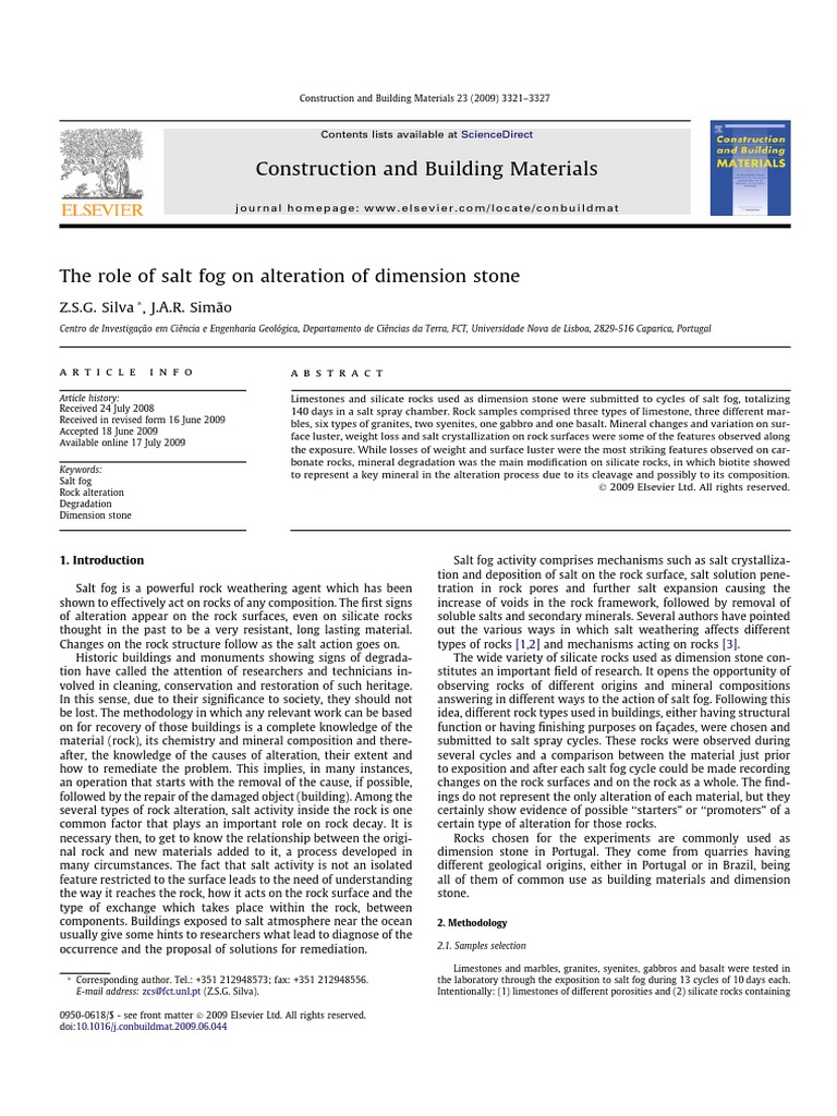 The Role of Salt Fog On Alteration of Dimension Stone | PDF | Rock ...