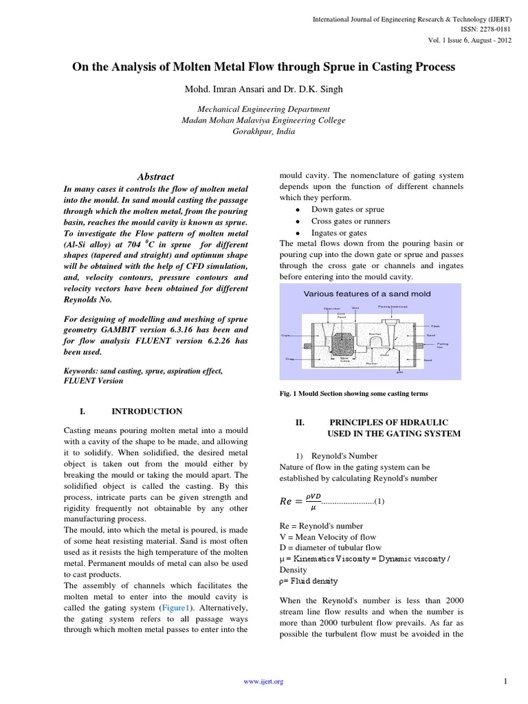 Optimizing Sprue Design in Casting | PDF | Casting (Metalworking ...