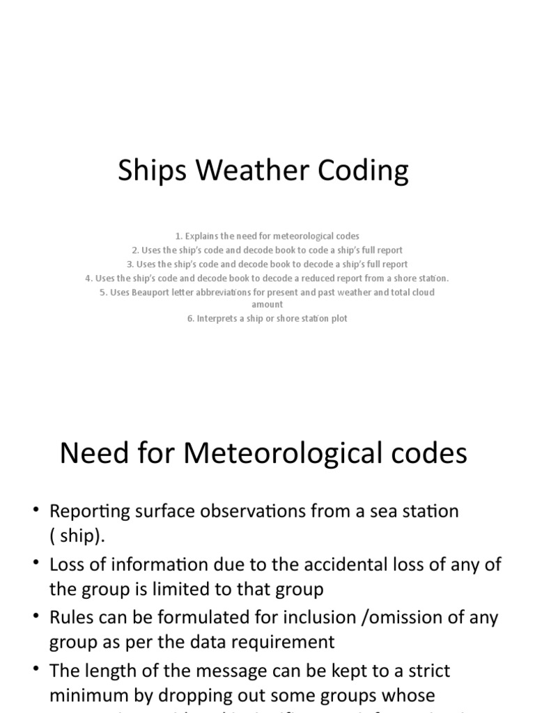 2MFN Met 8 Ships Weather Code | PDF | Ships | Cloud