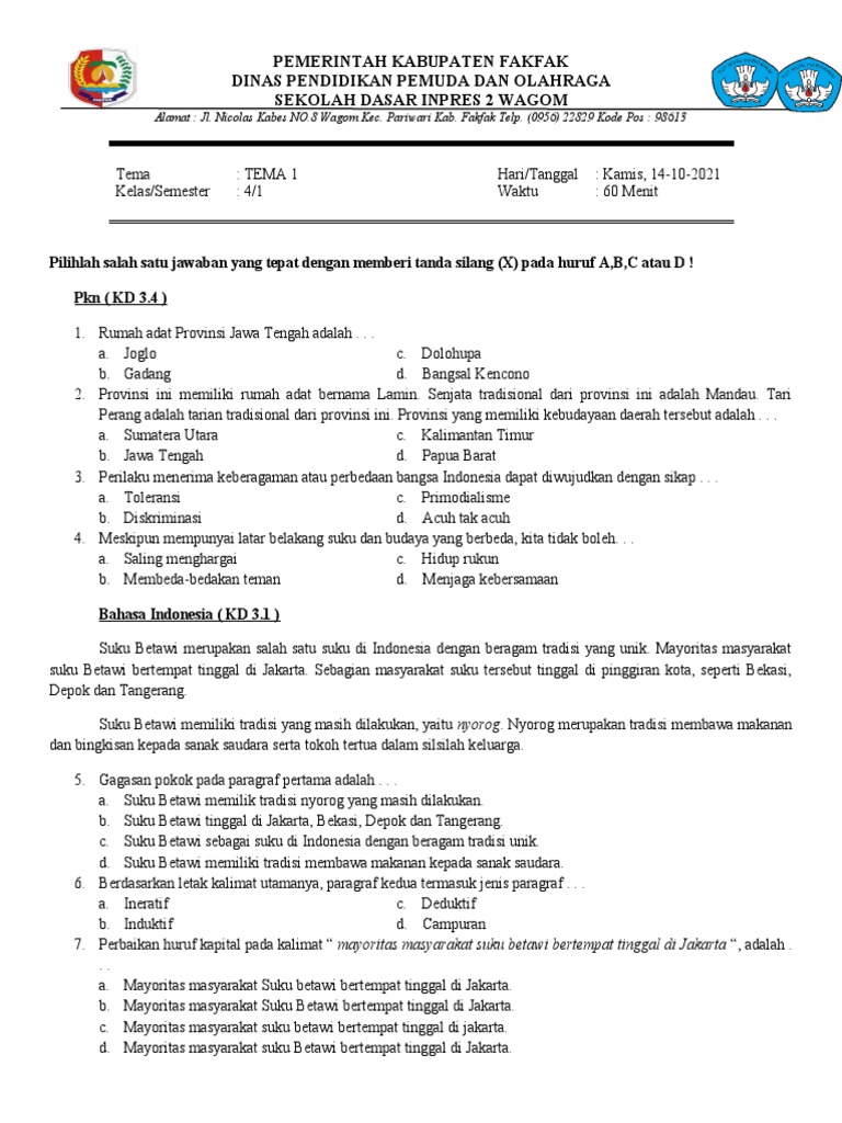 Soal Uts Ganjil 2021 | PDF