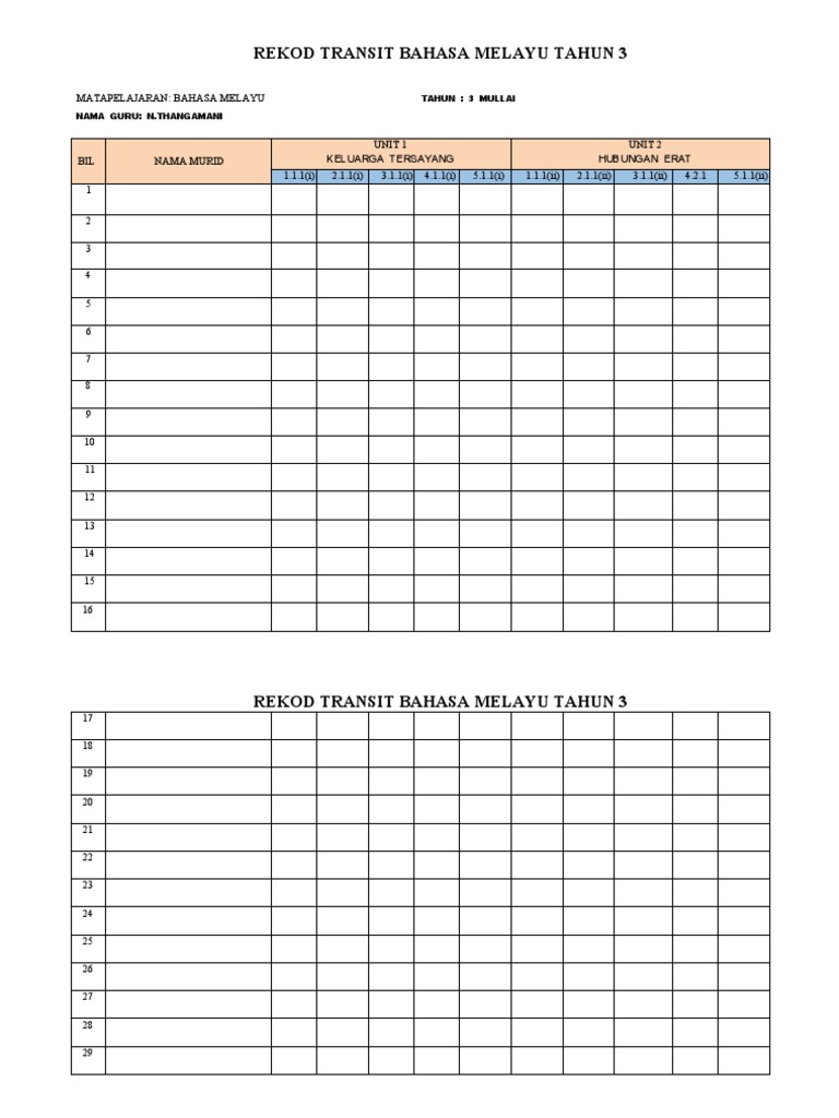 Rekod Transit BM THN3 | PDF