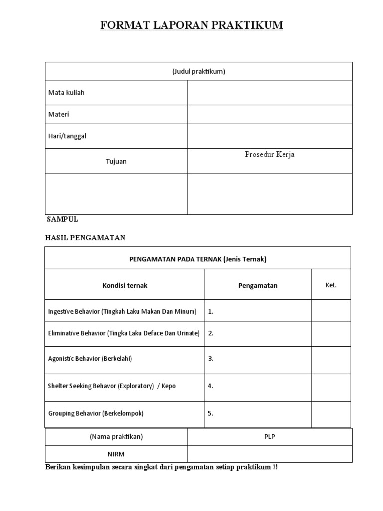 FORMAT LAPORAN PRAKTIKUM Lapangan | PDF