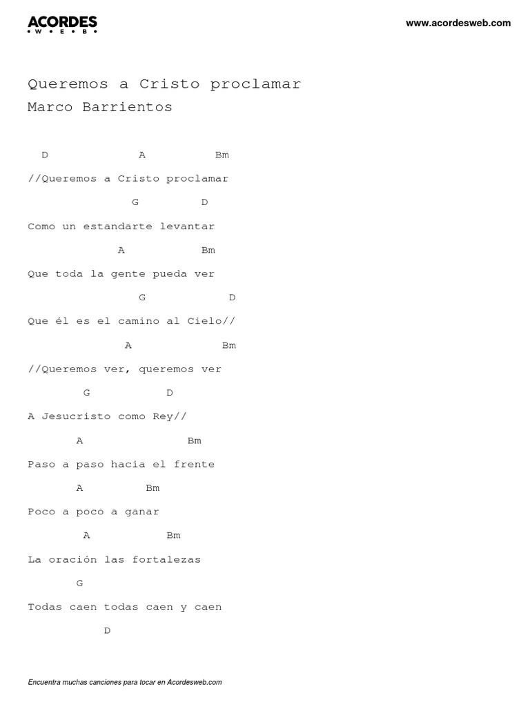 Letra y acordes: Queremos a Cristo | PDF
