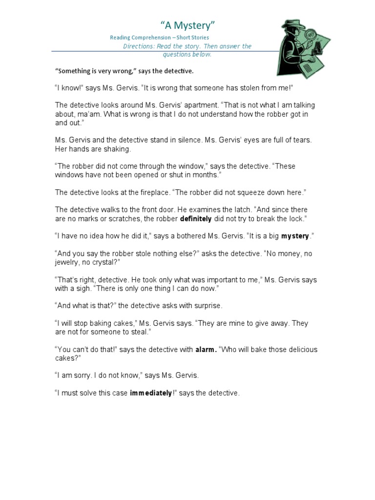 "A Mystery": Reading Comprehension - Short Stories | PDF