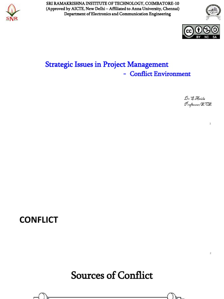 Strategic Issues in Project Management - Conflicts | PDF | Conflict ...