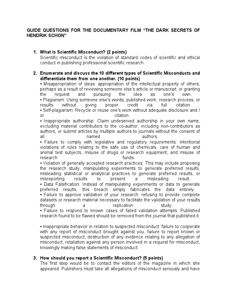 Guide Questions For The Documentary Film The Dark Secrets of Hendrik ...