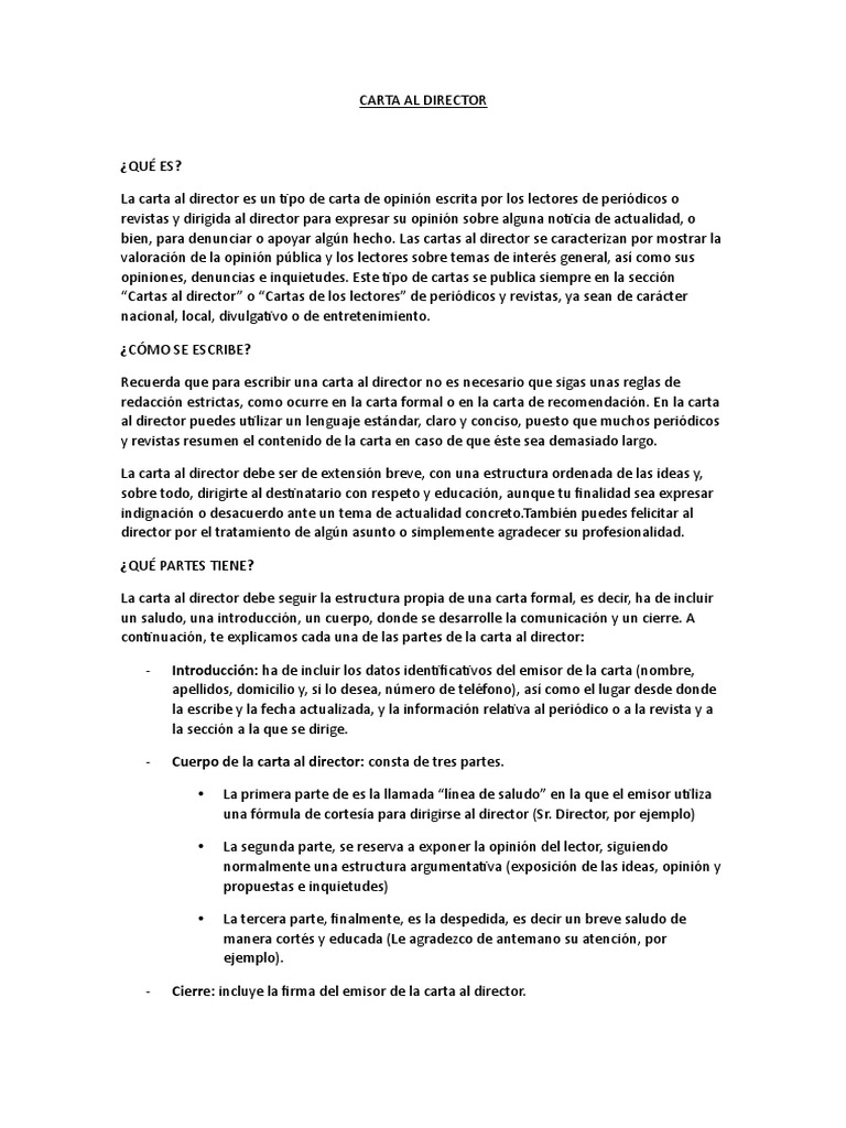 Carta Al Director | PDF