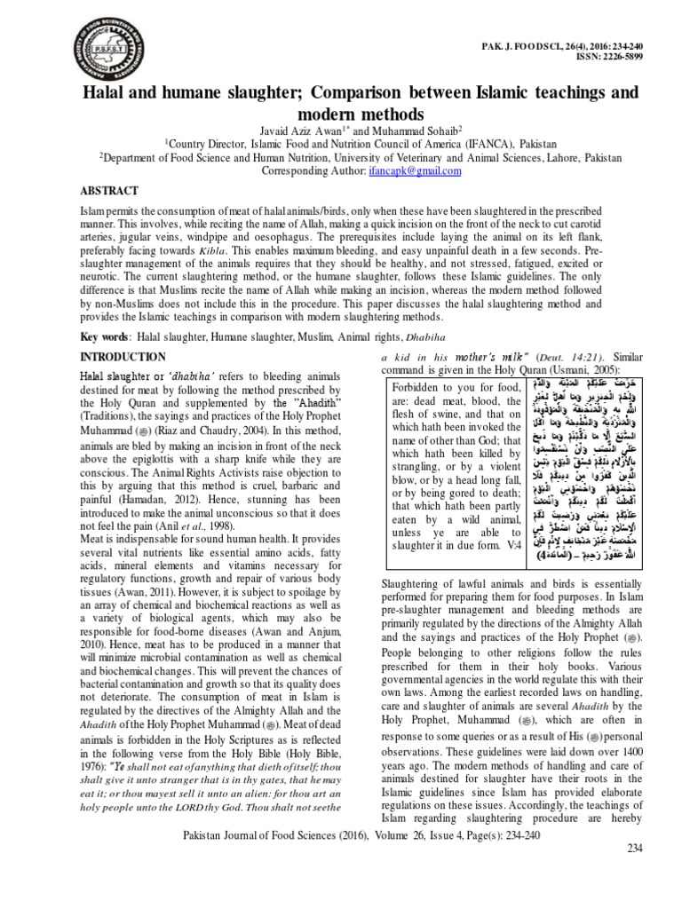 Halal and Humane Slaughter Comparison Between Islamic Teachings and ...