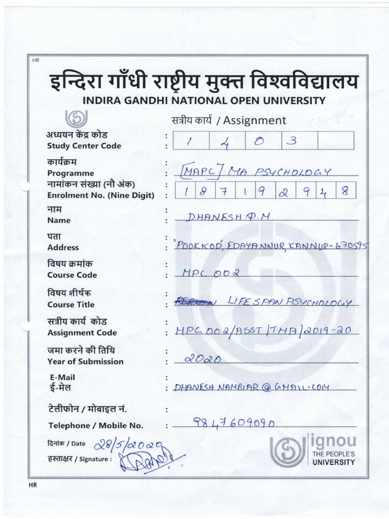 MPC 002 | Download Free PDF | Youth | Neuropsychological Assessment