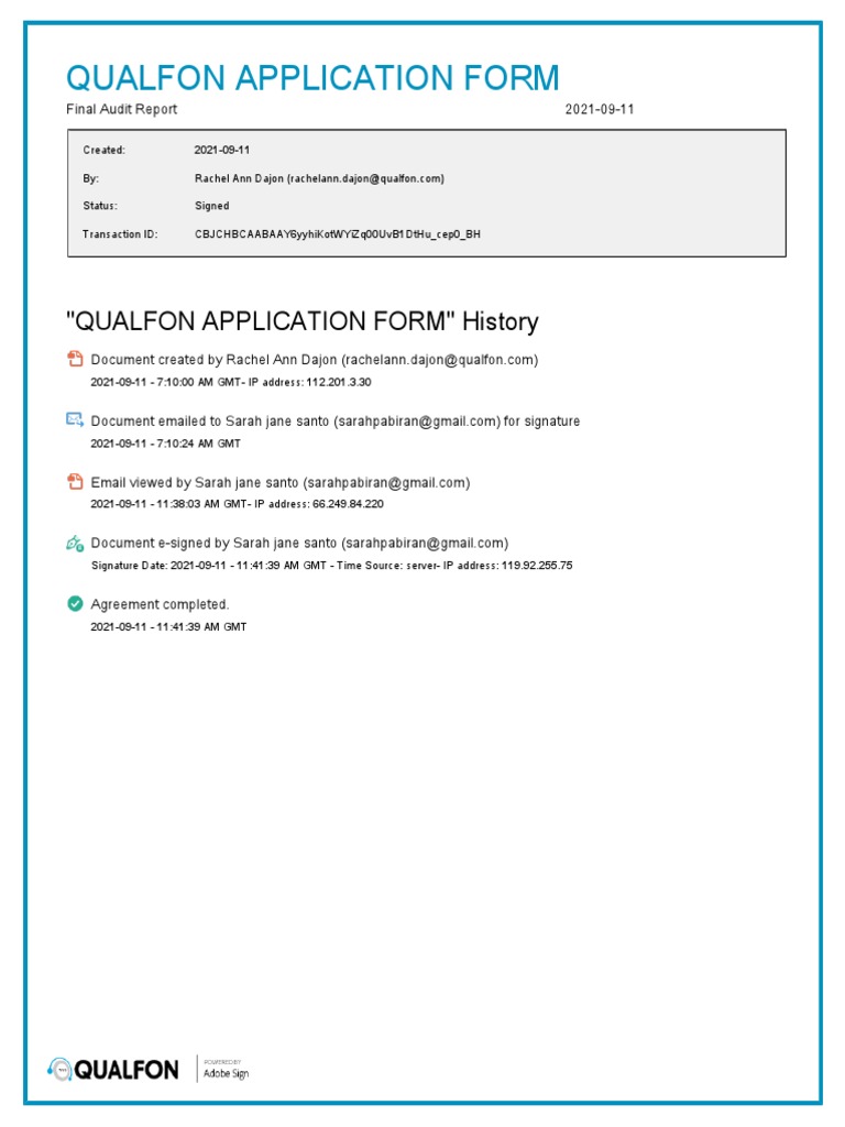 QUALFON APPLICATION FORM - Audit | PDF
