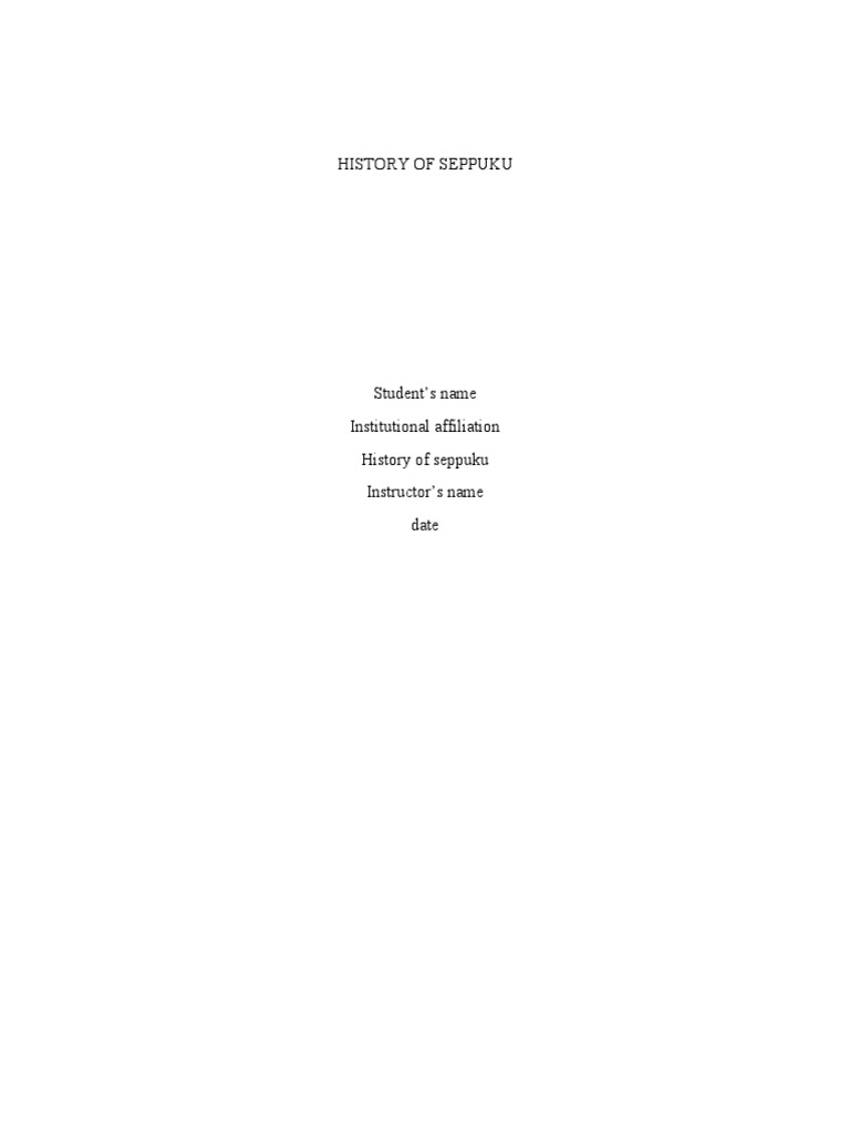 History of Seppuku Final - Edited | PDF | Japan