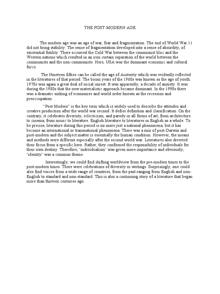 The Post Modern Age | PDF | History