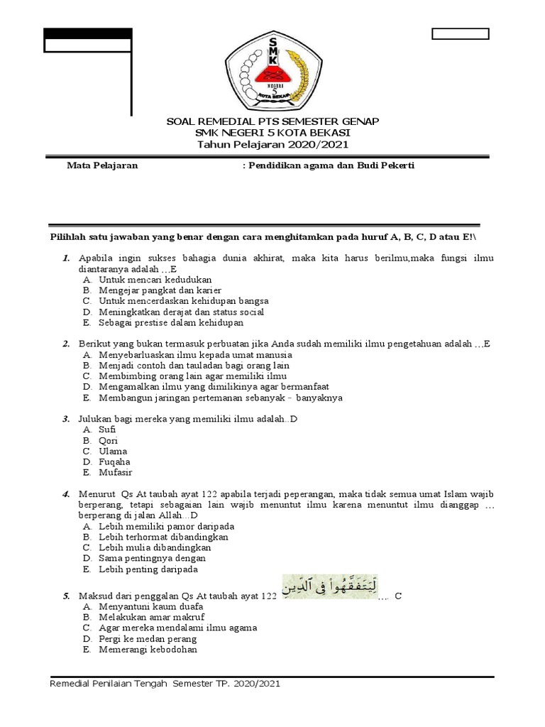 SOAL Untuk Remed | PDF