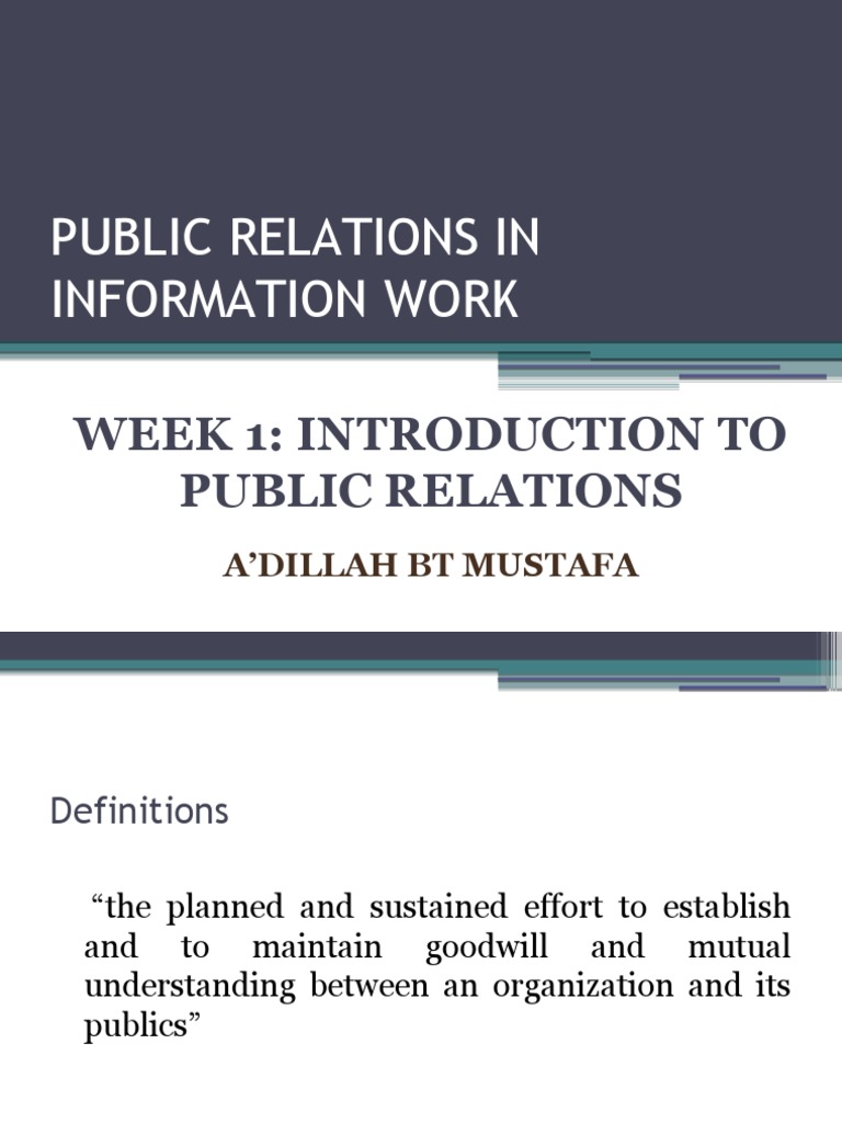 Chapter 1 Introduction To Public Relations | PDF | Public Relations ...
