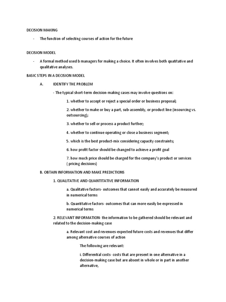 Decision Making Lecture | PDF | Pricing | Prices