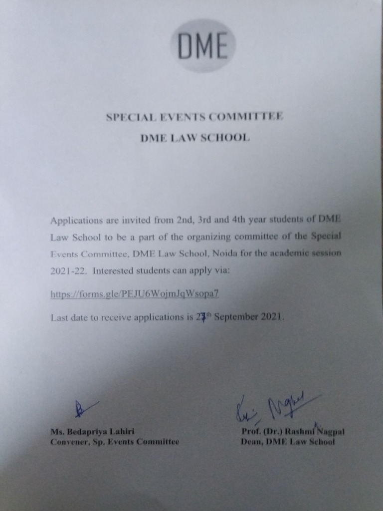 DME Law Special Events Committee Applications | PDF