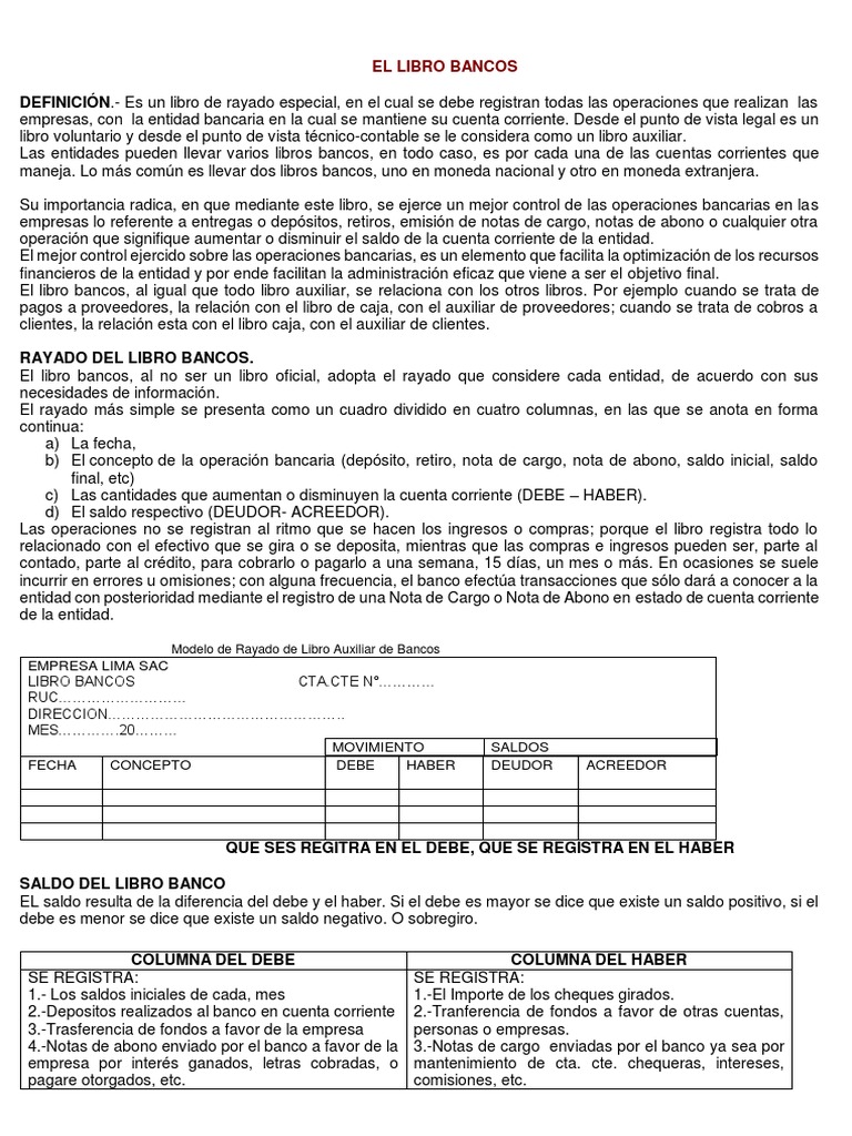 Importancia del Libro de Bancos en Contabilidad | PDF | Bancos | Cheque