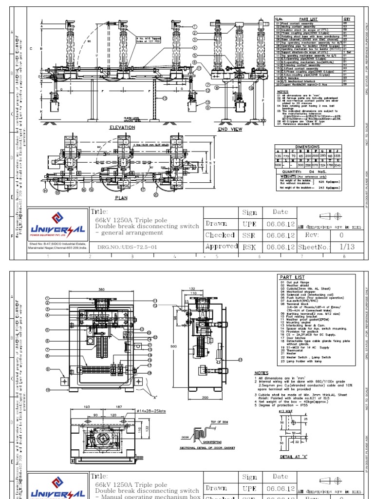 66kv Isolator Universal Make | PDF | Switch | Machines