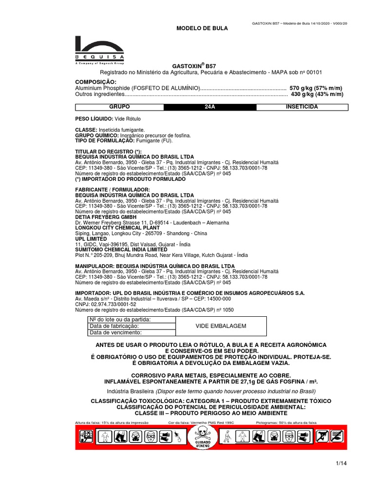Bula Gastoxin | PDF | Embalagem e rotulagem | Inseticida