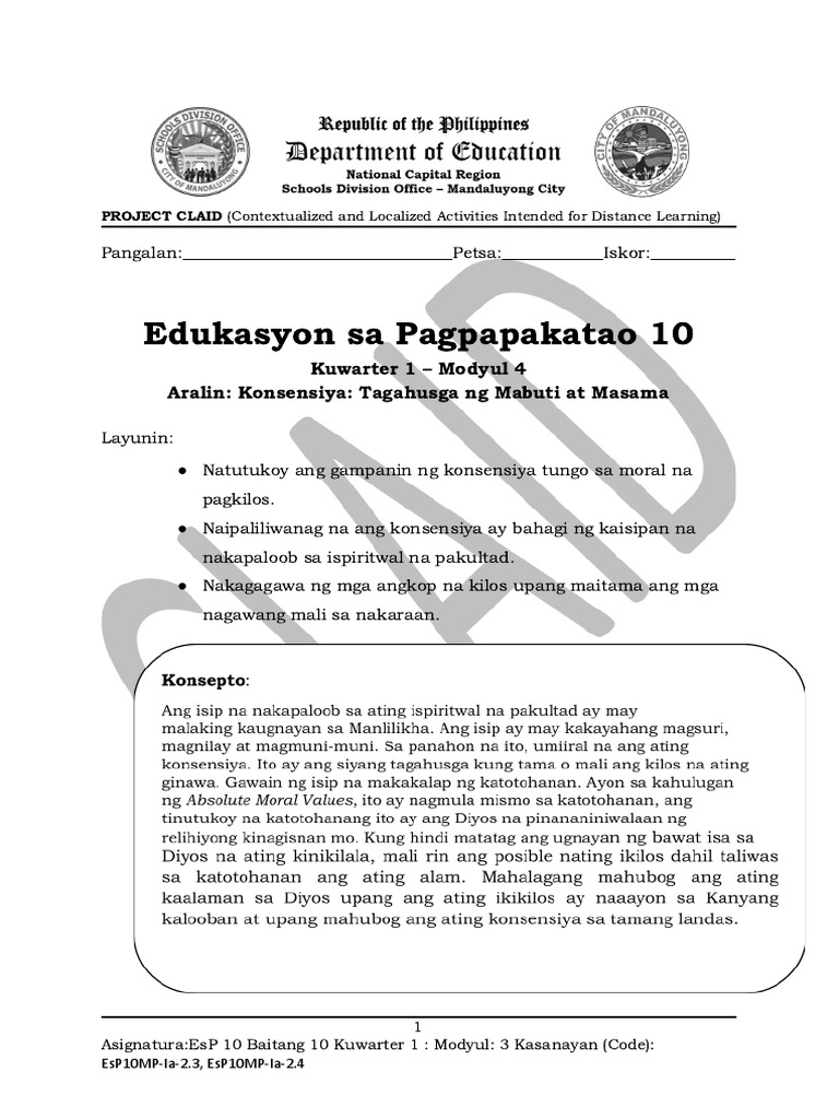 Esp 10 Module 4 | PDF