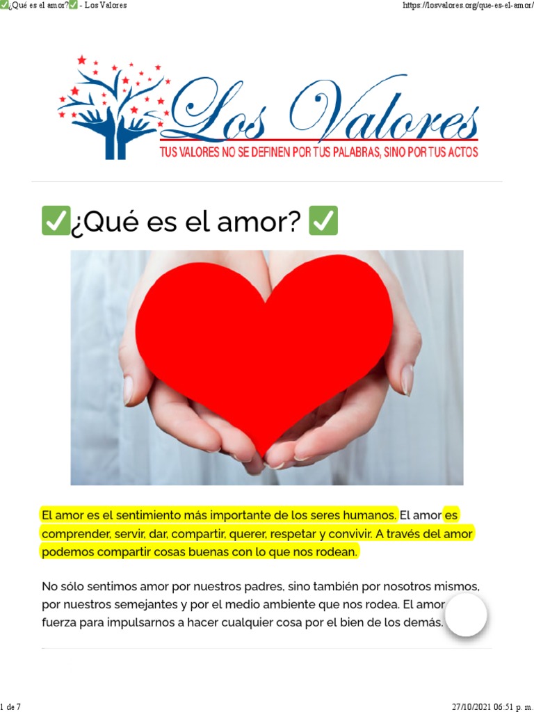 ¿Qué Es El Amor - Los Valores | PDF | Amor