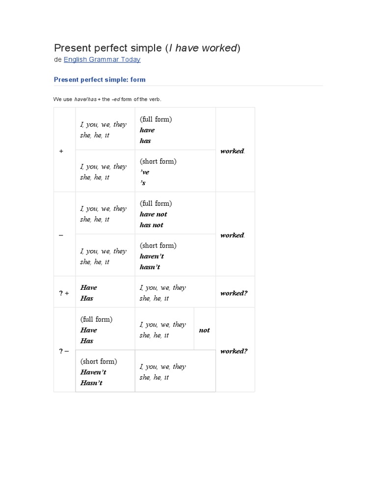 Present Perfect Simple | PDF | Linguistics