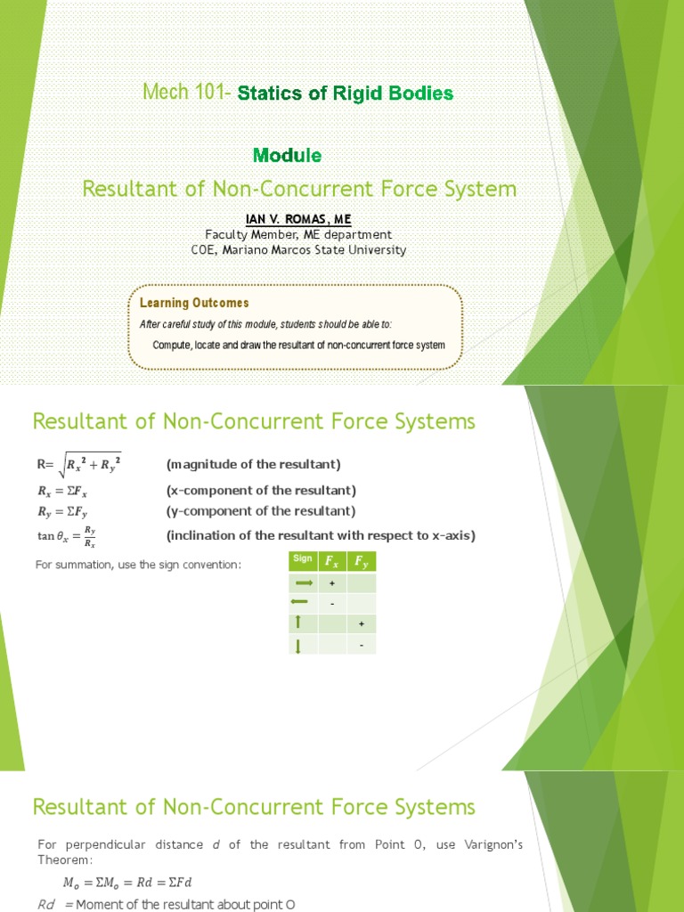 Resultant of Non-Concurrent Forces | PDF | Physics | Mechanics