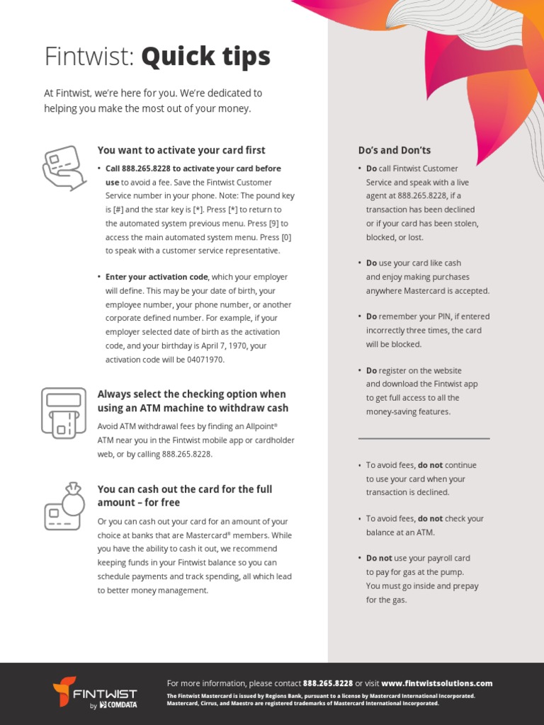 Fintwist Helpful Hints v4 | PDF | Master Card | Automated Teller Machine