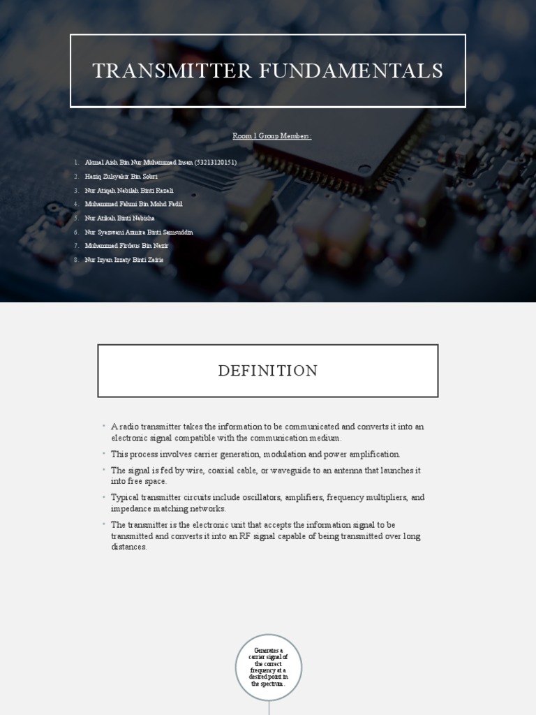 Transmitter Fundamentals Room 1 | PDF | Transmitter | Electricity