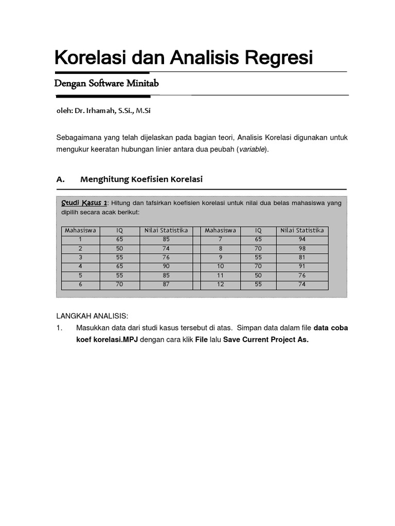 Modul Praktikum Korelasi Dan Regresi | PDF