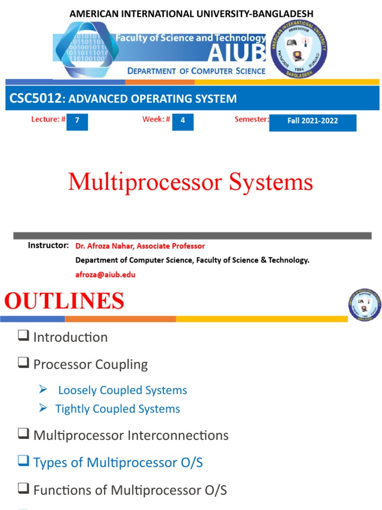 Multiprocessor Systems:: Advanced Operating System | PDF | Central Processing Unit | Parallel ...