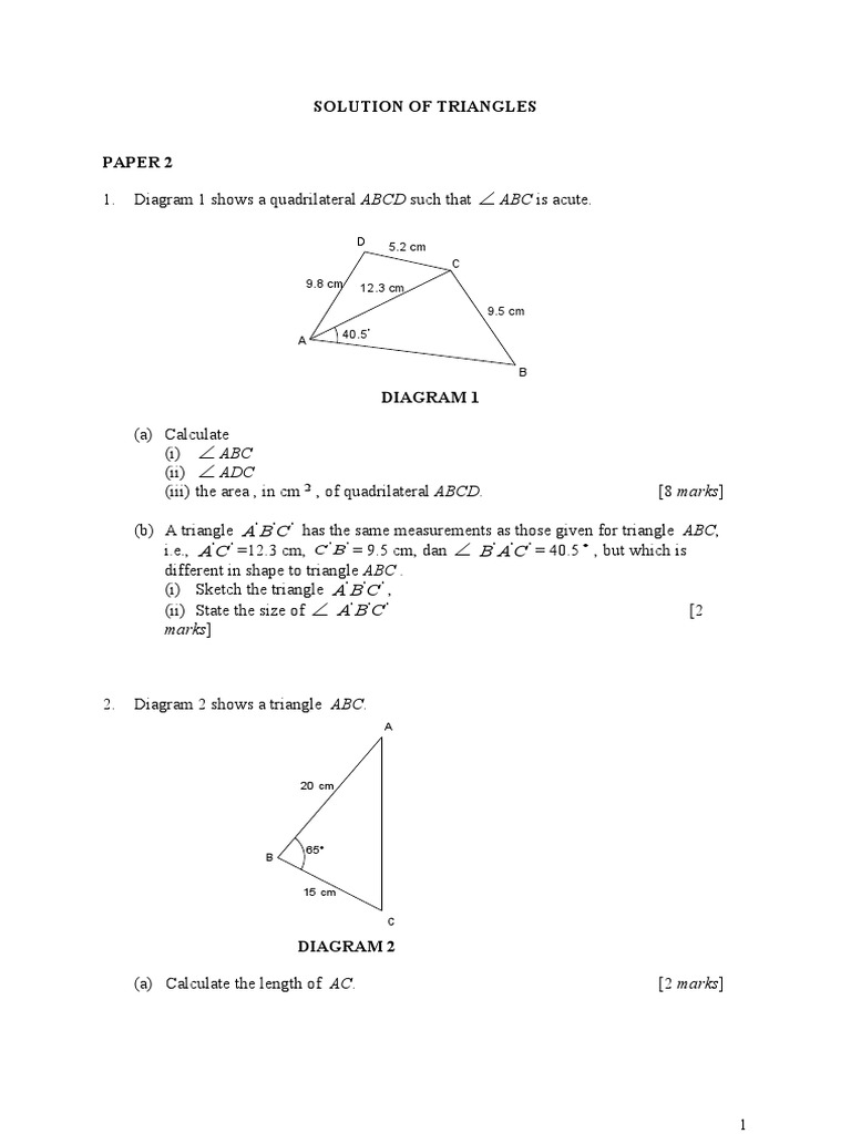 ABC Is Acute.: Solution of Triangles | PDF | Elementary Geometry | Geometry