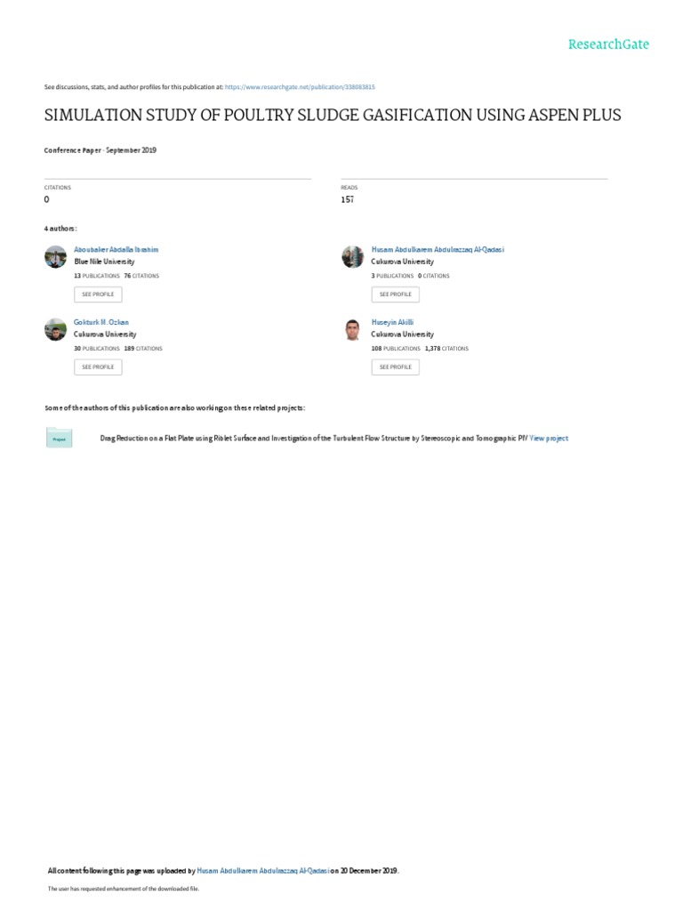 Simulation Study of Poultry Sludge Gasification Using Aspen Plus | PDF ...