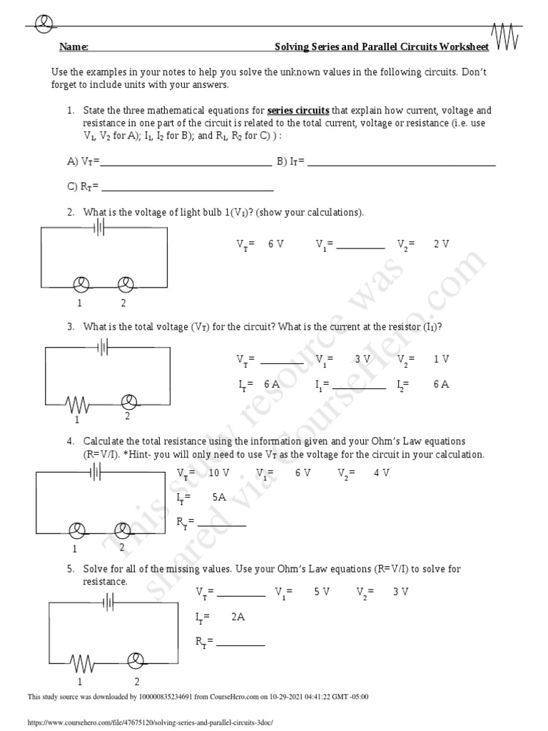 Solving Series and Parallel Circuits 3 | PDF | Series And Parallel ...